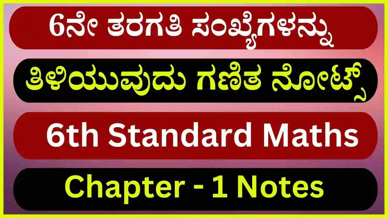 6ನೇ ತರಗತಿ ಸಂಖ್ಯೆಗಳನ್ನು ತಿಳಿಯುವುದು ಗಣಿತ ನೋಟ್ಸ್‌ | 6th Standard Maths ...